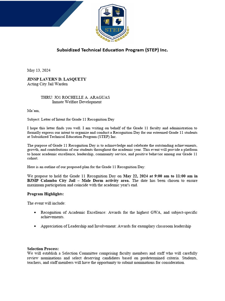 Graduation-Proposal Calamba FD | PDF