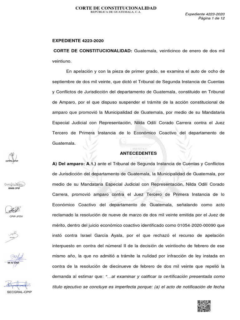 Amparo 4223-2020 Limitación Recursiva en Economico Coactivo | PDF ...