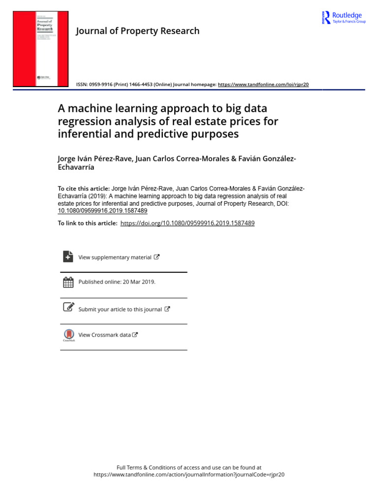 Machine Learning for Real Estate Price Analysis | PDF | Statistical ...