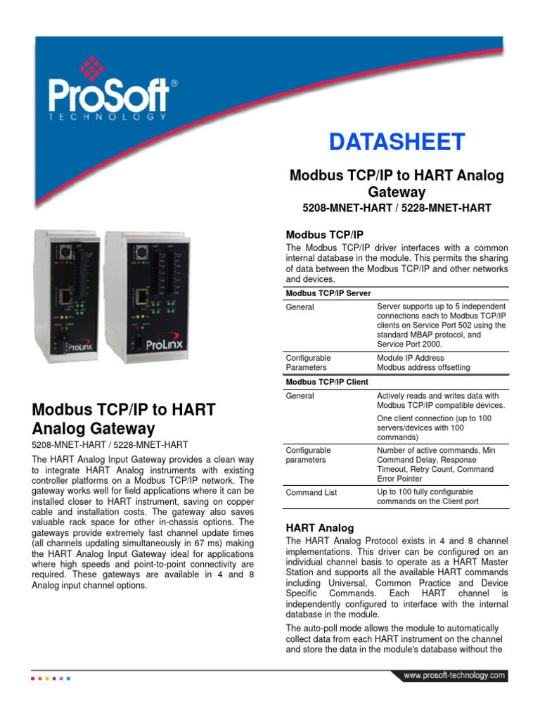 MNET HART Analog Datasheet | PDF | Transmission Control Protocol | Internet Protocol Suite