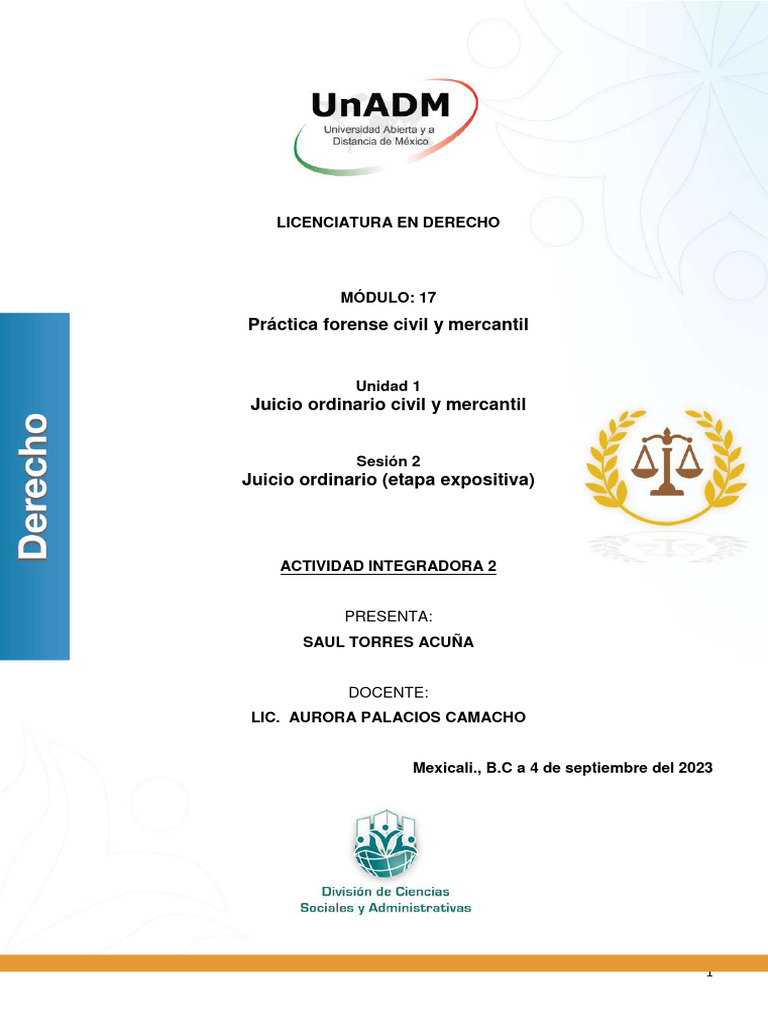 Práctica Forense Civil y Mercantil: Licenciatura en Derecho | PDF ...