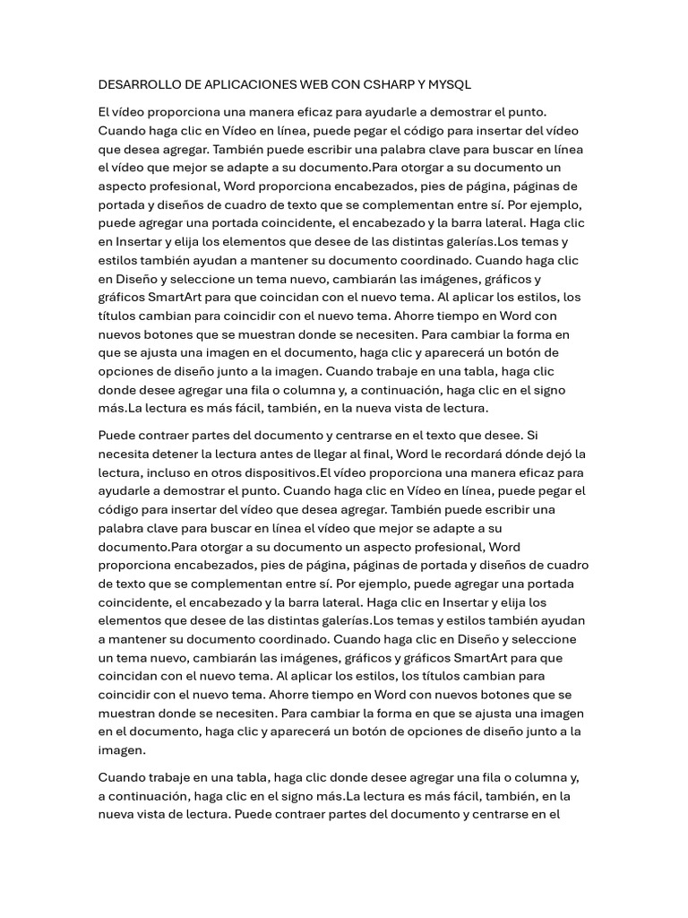 Desarrollo de Aplicaciones Web Con Csharp y Mysql | PDF | Vídeo | Software de la aplicacion