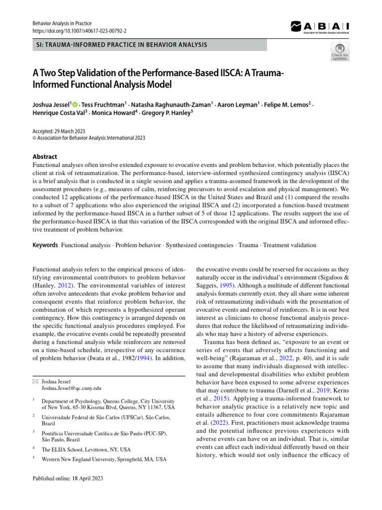 Jessel Et Al. 2023 (Performance-Based IISCA) | PDF | Reinforcement ...