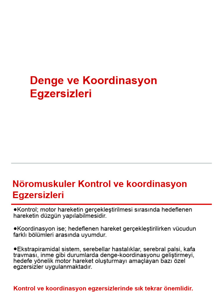 A.E. Denge Ve Koordinasyon Egzersiz | PDF