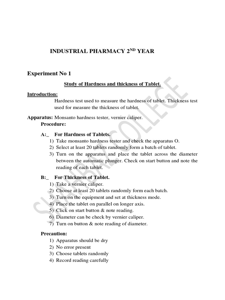 Tablet Thickness Measurement Method | PDF | Tablet (Pharmacy)