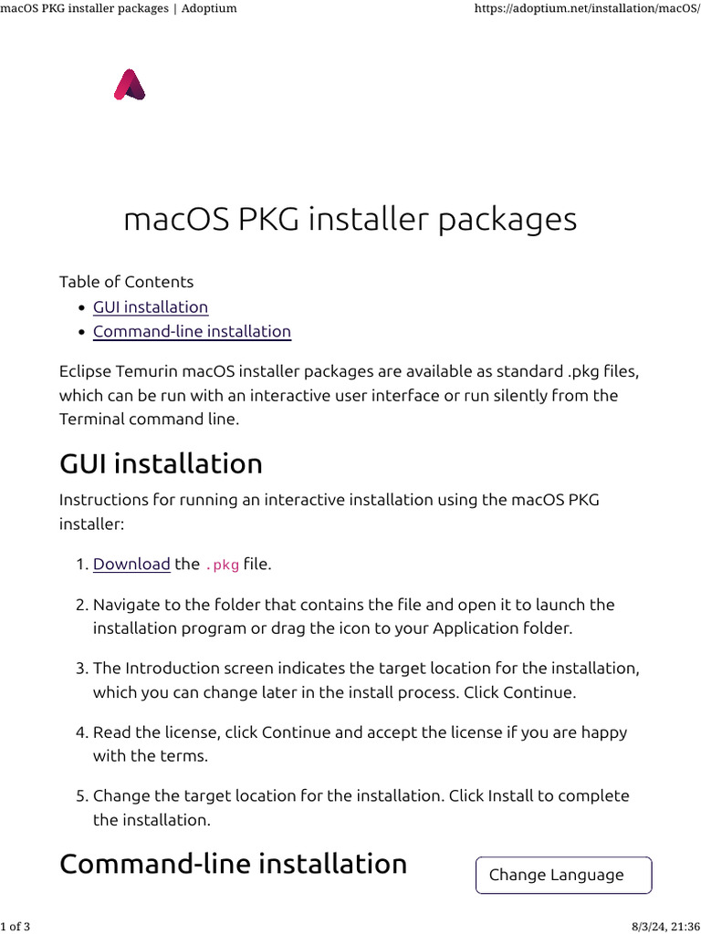 macOS PKG Installer Packages Adoptium | PDF | Installation (Computer Programs) | Mac Os