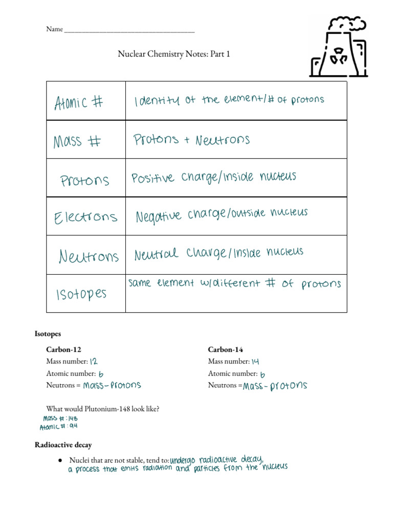 Nuclear Chemistry Notes - Part 1 | PDF | Neutron | Radioactive Decay
