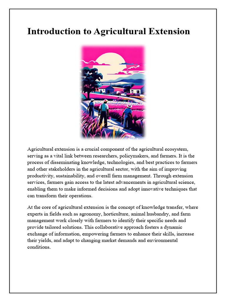 Introduction To Agricultural Extension | PDF | Agriculture | Farmer