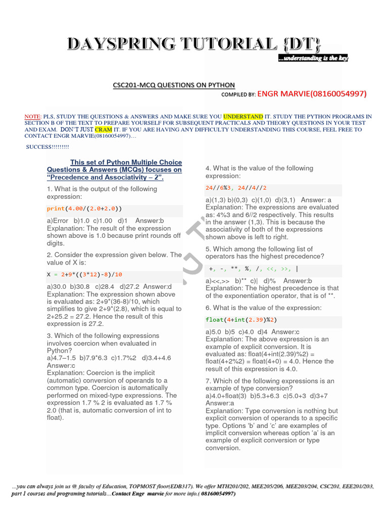 Csc201 MCQ Questions (Updated) Compiled by Engr Marvie ... More To Come. | PDF | Software ...