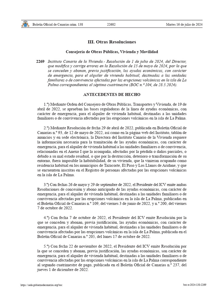 Boc A 2024 138 2269 | PDF | Islas Canarias | Presupuesto