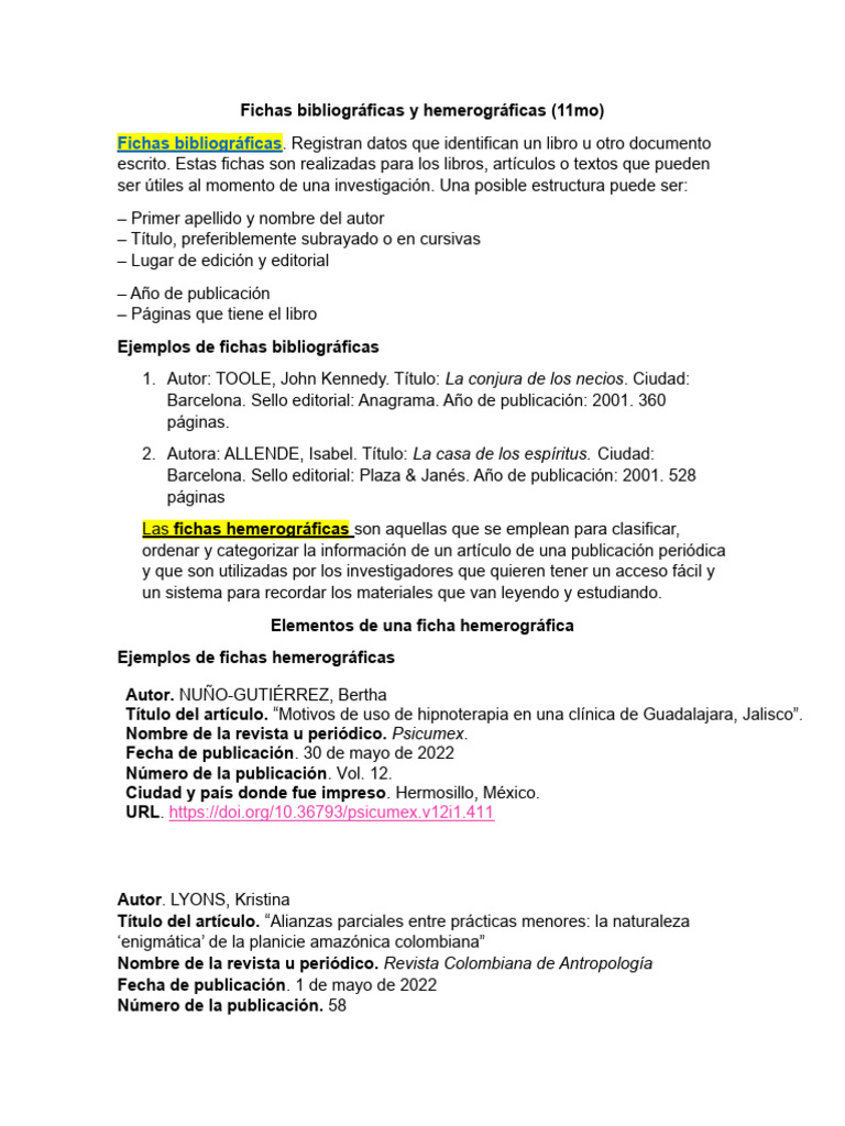 Fichas de Contenido, Resumen y Cita Textual. | PDF