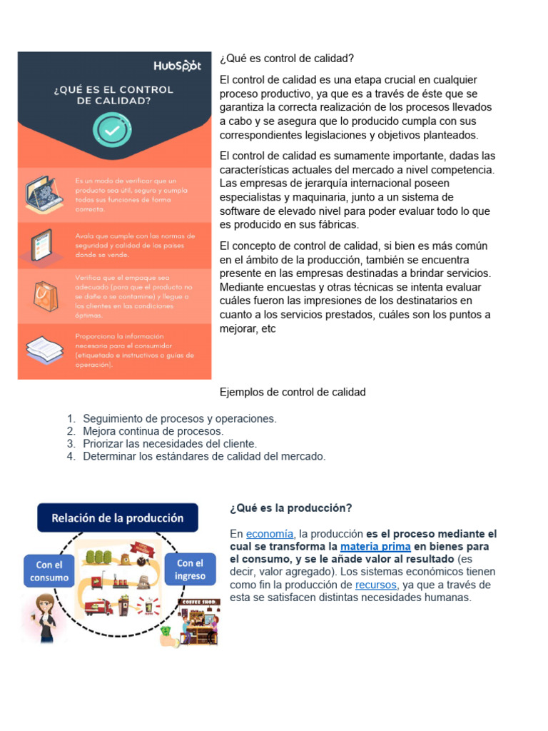 Qué Es Control de Calidad Producccion y Servicio | PDF | Calidad ...