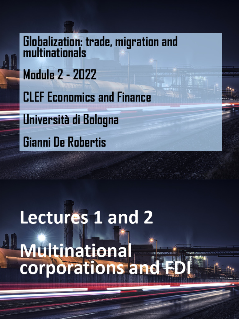 1 - Multinational Corporations and FDI | PDF | Multinational ...