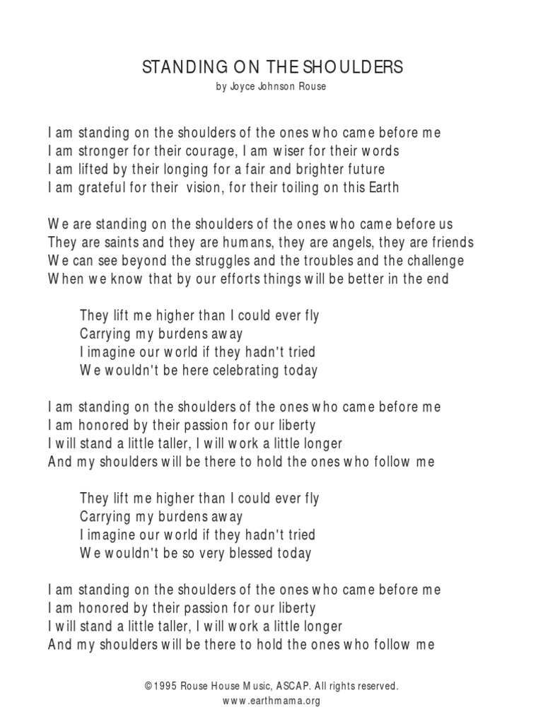 Standing On The Shoulders - Song | PDF