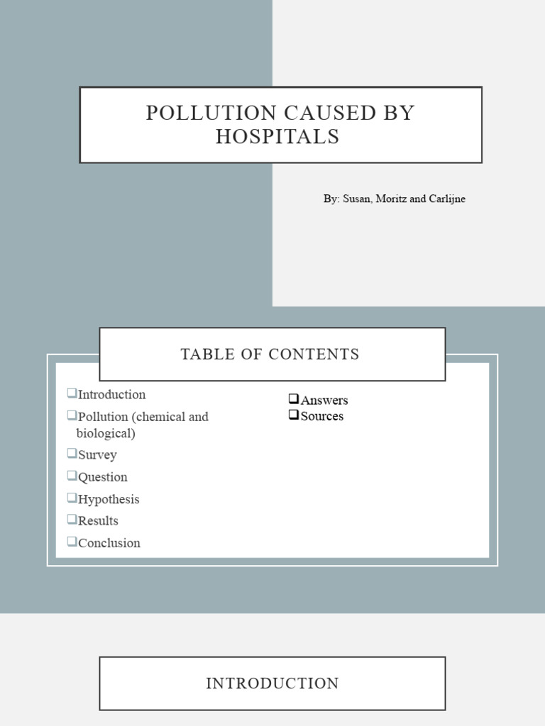 Hospital Pollution: Causes and Solutions | PDF | Disinfectant | Waste
