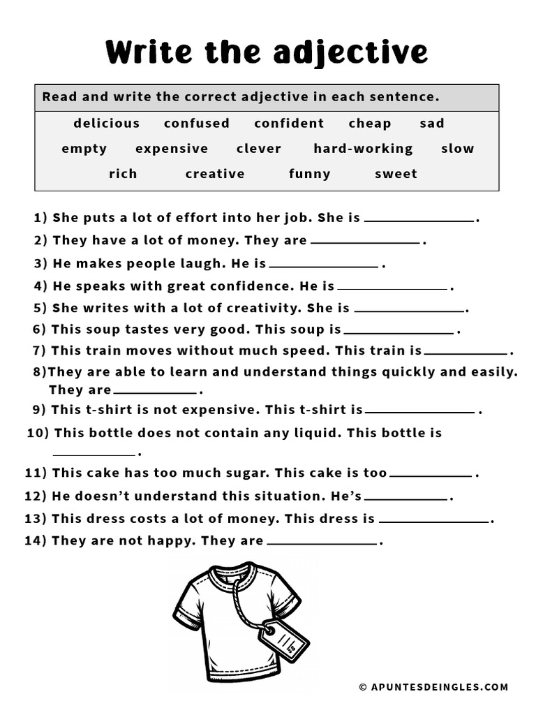 Adjective Exercises for English Learners | PDF | Foreign Language ...