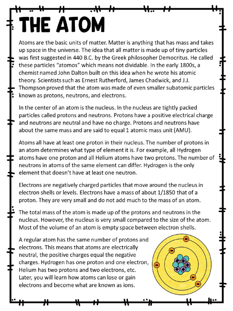 The Atom Reading Passage | PDF