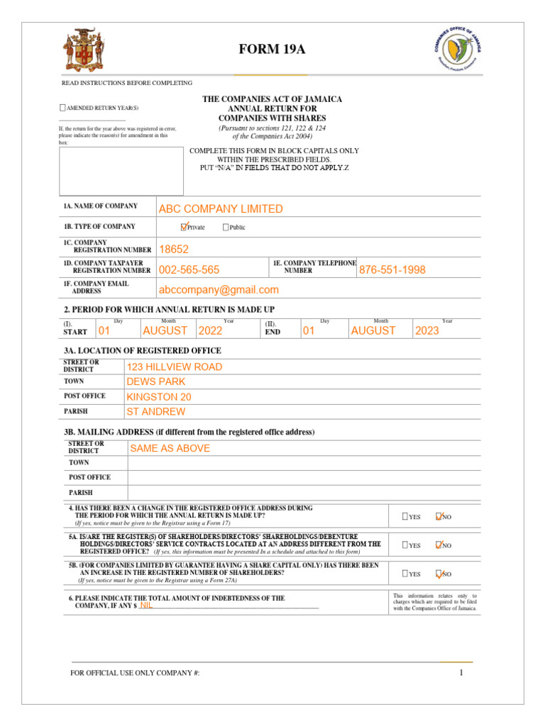 Form 19a Precedent | PDF | Business | Private Law