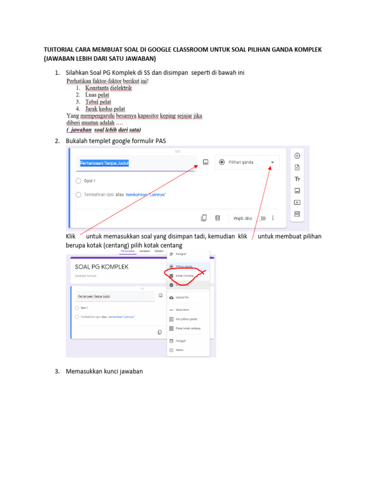 Tutorial Memasukkan Soal Pada Google Formulir | PDF | Karier & Perkembangan | Seni & Disiplin Bahasa