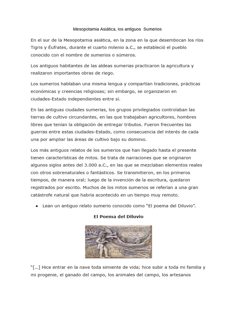 Sumerios: Cultura, Mitos y Zigurat | PDF | Sumeria | Mesopotamia