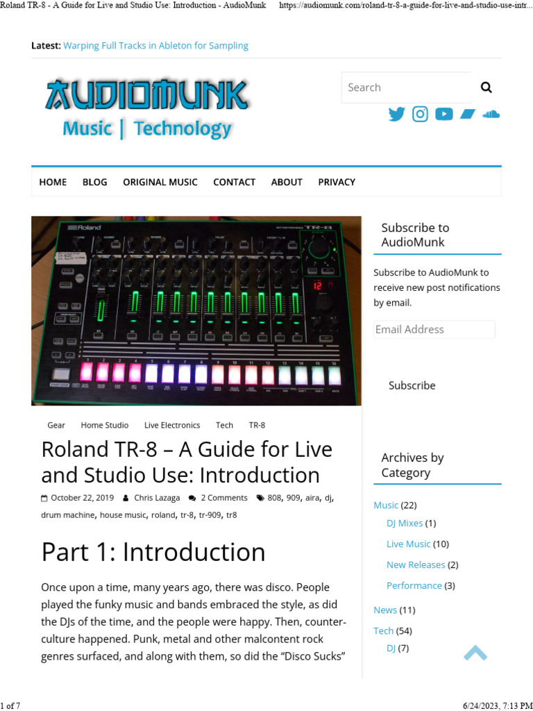 00 - Roland TR-8 - A Guide For Live and Studio Use Introduction - AudioMunk | PDF | Disc Jockey ...