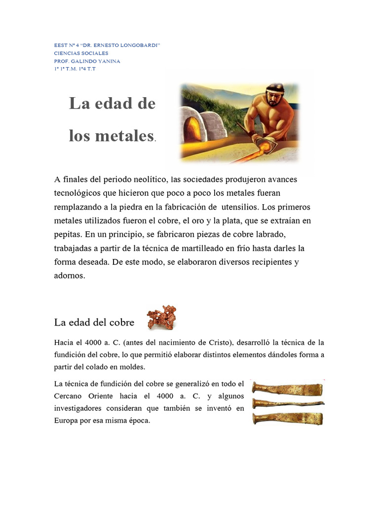 La Edad De Los Metales Pdf Fundición Bronce