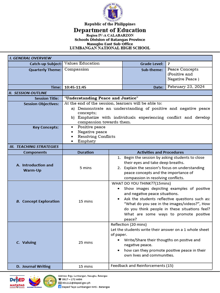 CUF-VALUES-EDUC7-Q3 w3 | PDF | Psychological Concepts | Behavior ...