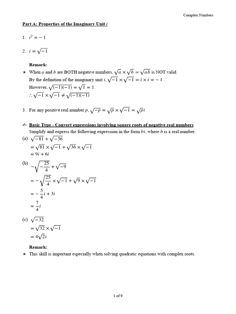 Understanding Complex Numbers and Operations | PDF | Complex Number ...