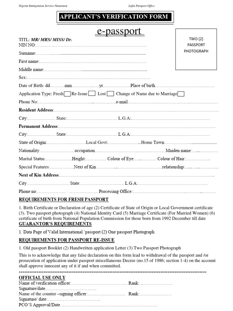 New Passport Forms | PDF | Government And Personhood | Authentication