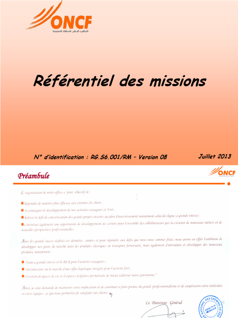 Référentiel des missions ONCF 2013 | PDF | Logistique | Gestion de projet