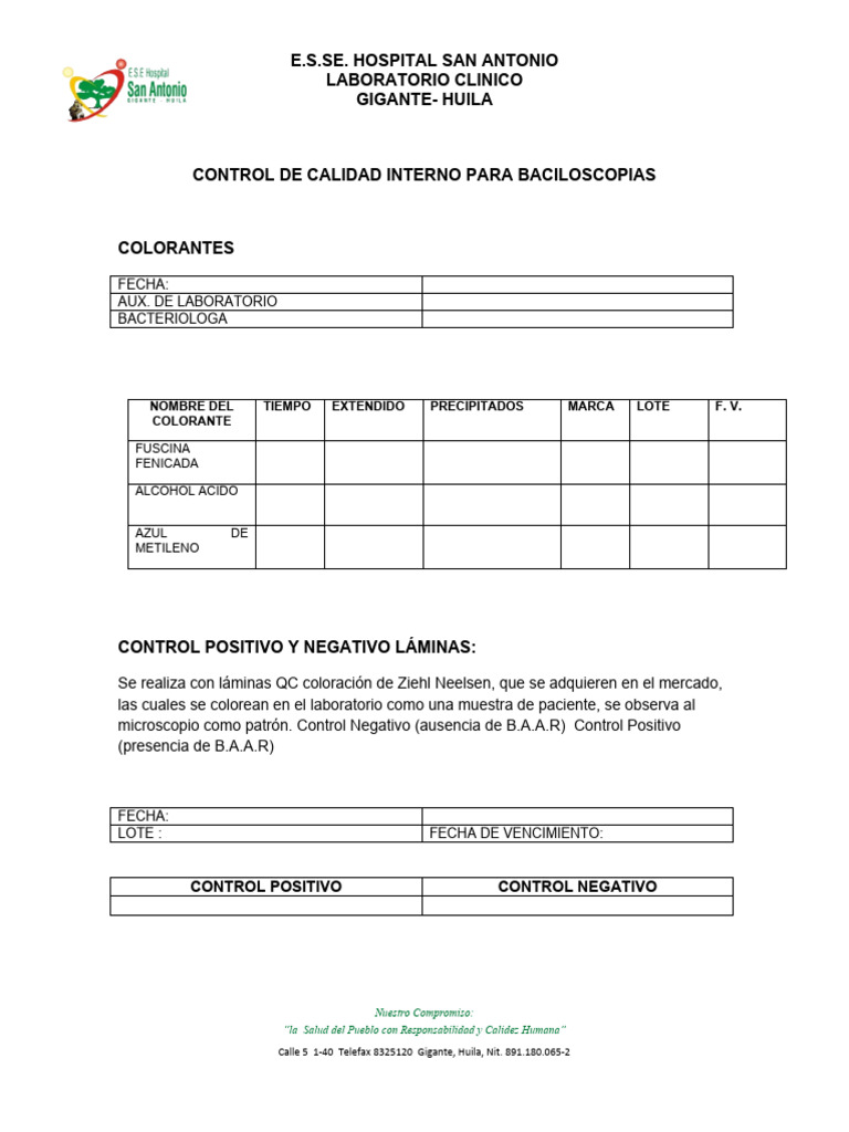 Formato Control BK | PDF