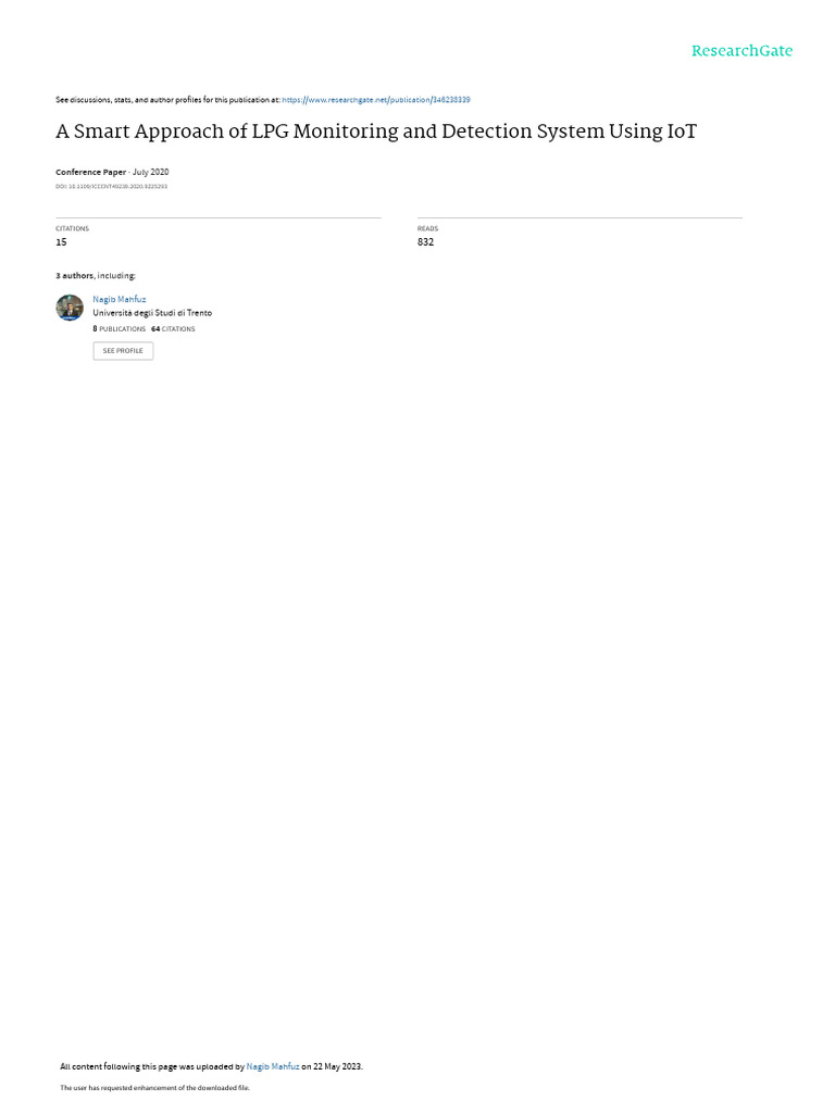 A Smart Approach of LPG Monitoring and Detection System Using IoT | PDF | Internet Of Things ...