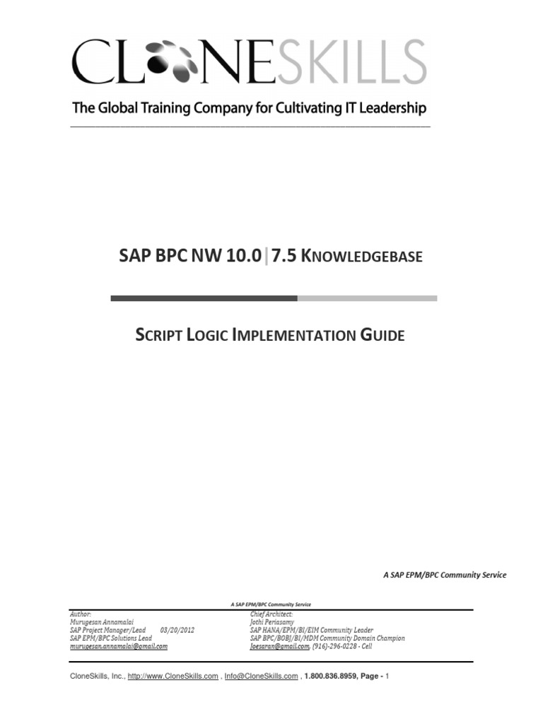 SAP BPC NW 10.0 - 7.5 Script Logic Implementation Guide V18 | PDF ... SAP BPC NW 10.0 - 7.5 Script Logic Implementation Guide V18 | PDF ...