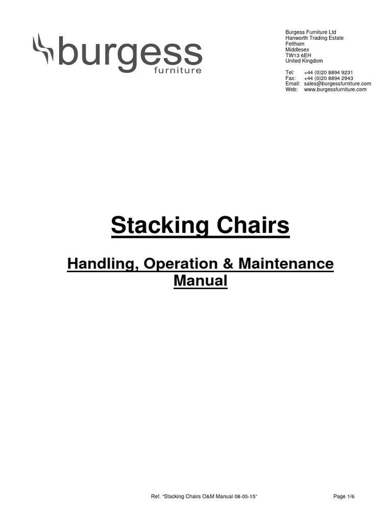 Stacking Chairs OM Manual 08-05-15 | PDF | Upholstery | Chair