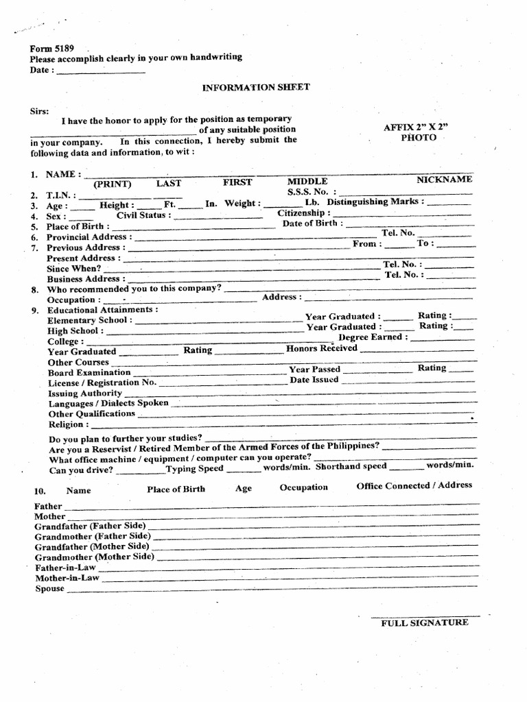 Information Sheet | PDF