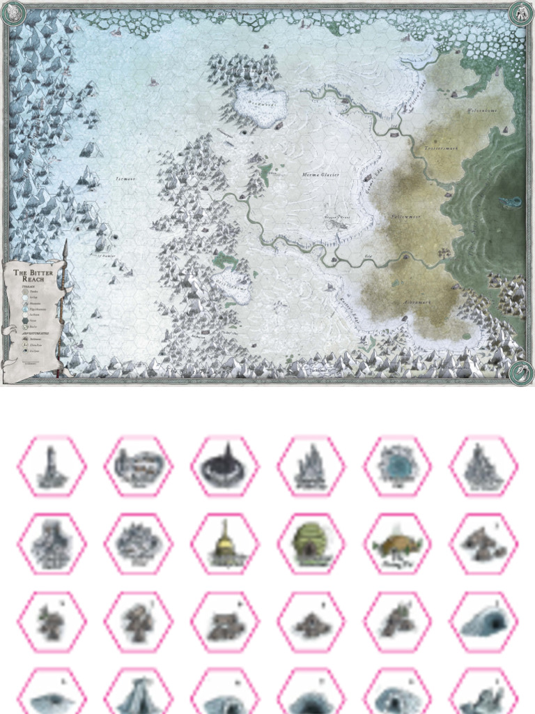 Forbidden Lands - The Bitter Reach - Map and Sticker | PDF