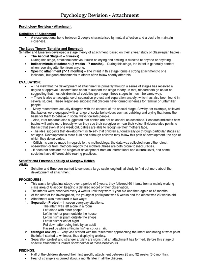 Psychology Attachment Revision | Attachment Theory | Id