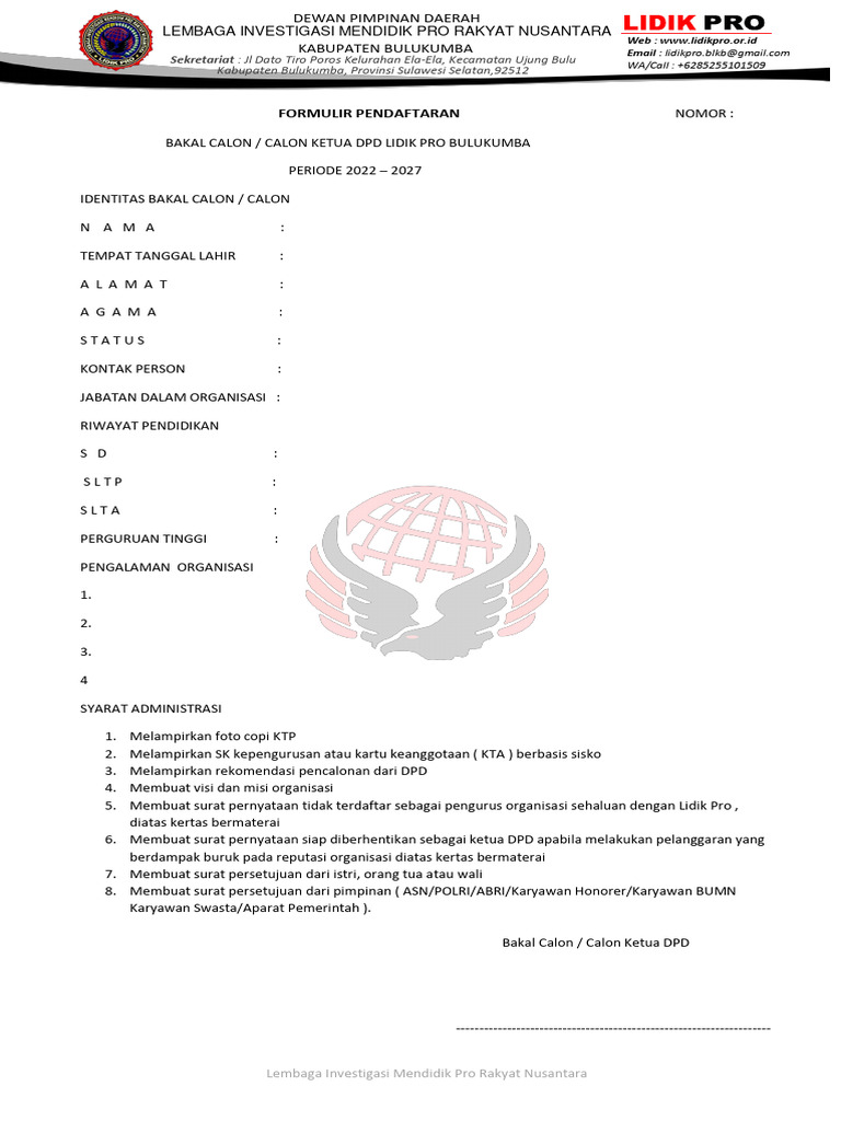 Formulir Lidik Pro | PDF
