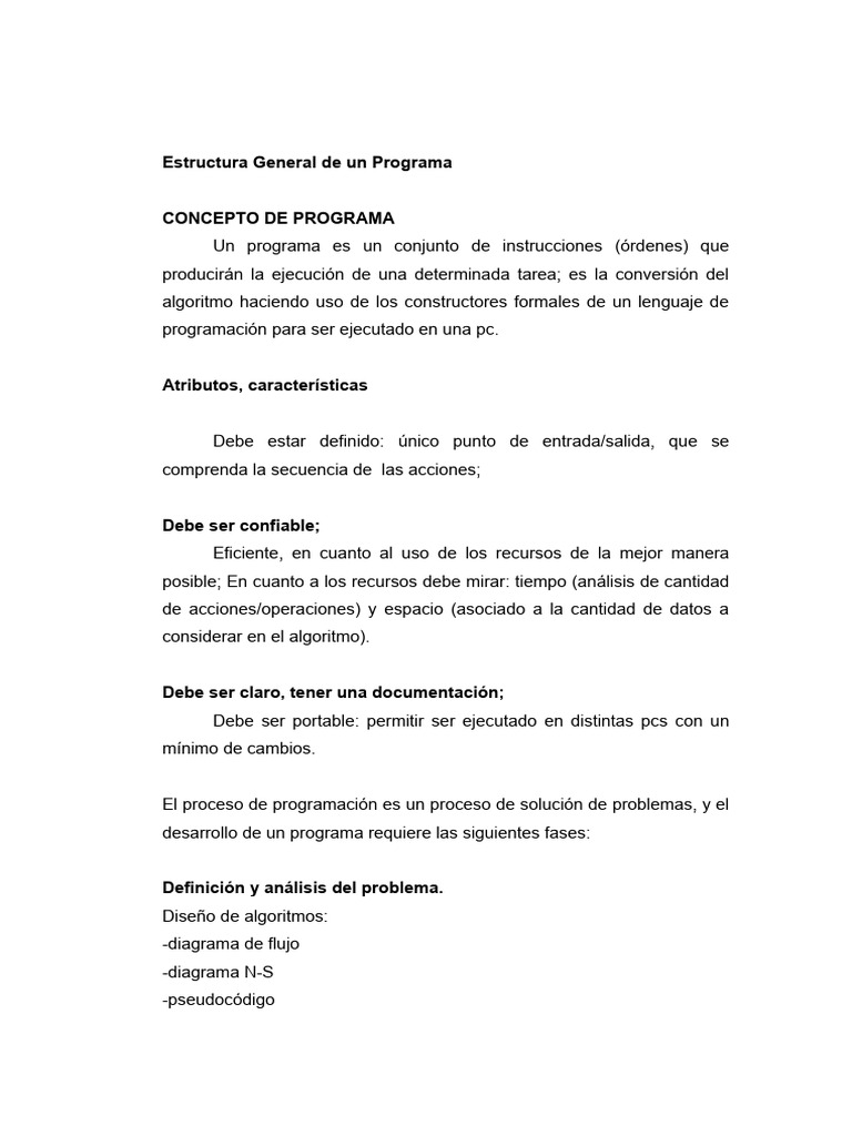 Estructura General de un Programa | PDF | Programa de computadora | Programación
