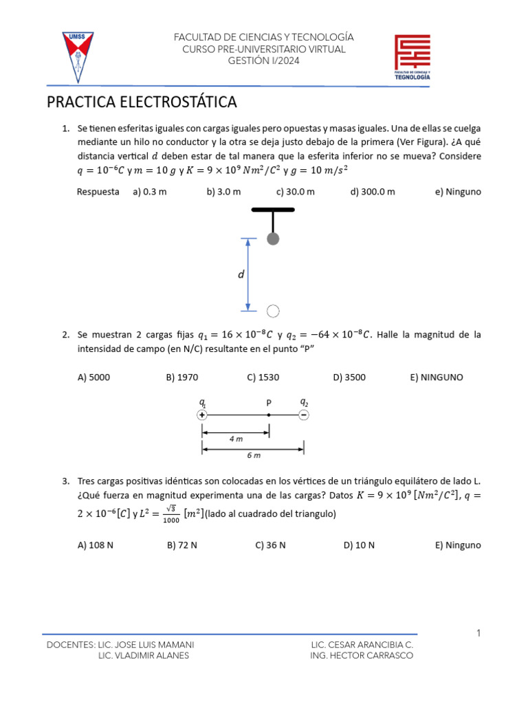 Practica de Electrost Tica | PDF | Condensador | Capacidad