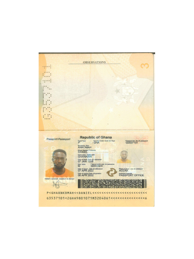 Ankomah Daniel Passport | PDF