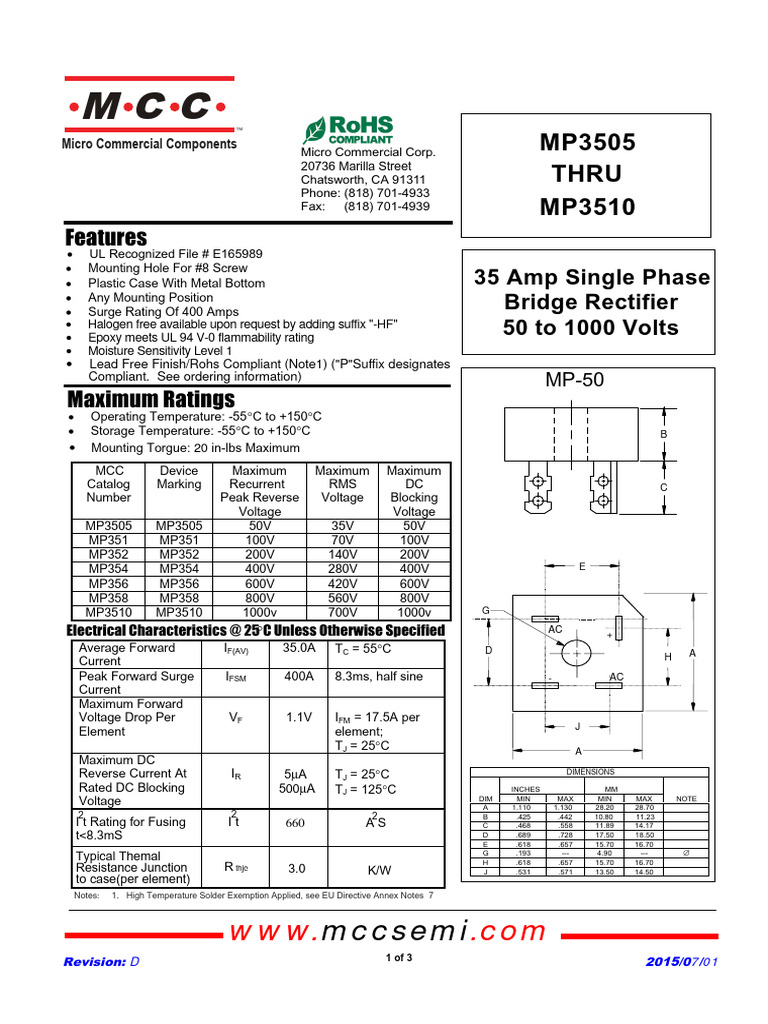 MP358 MCC | PDF | Voltage | Alternating Current