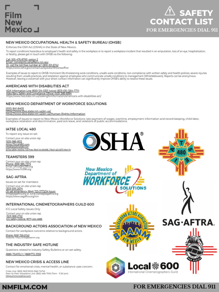 NMFO Safety Contact List Letter 2 | PDF | Occupational Safety And ...