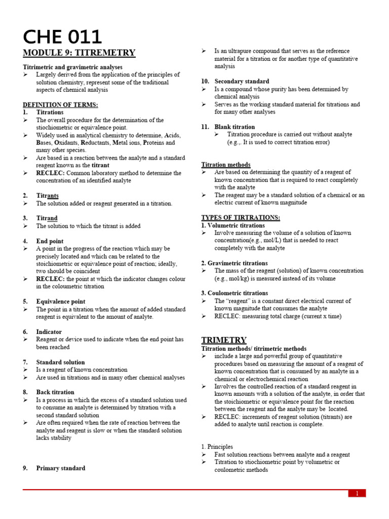 Anachem P2 Reviewer (2ND Yr) | PDF | Titration | Chemistry