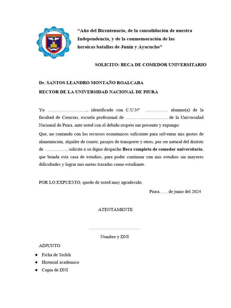 Solicitud para Acceso Al Comedor | PDF