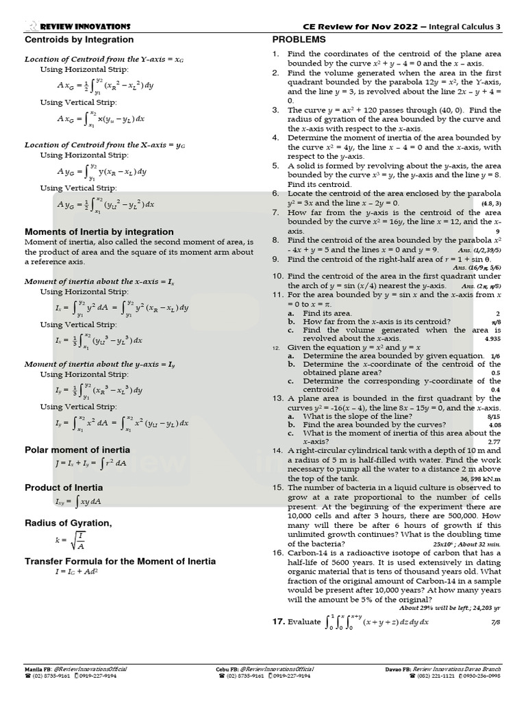 Centroid Calculations in Calculus | PDF | Cartesian Coordinate System ...