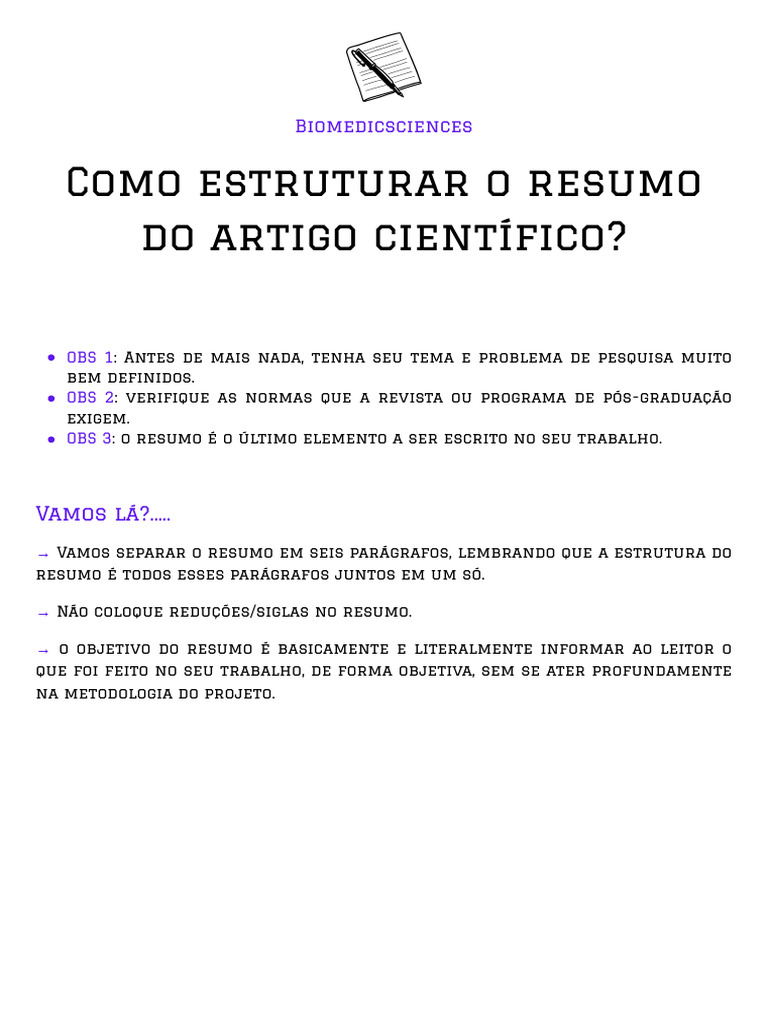 Como Estruturar Resumo Do Artigo Científico Pdf Abstract Resumo