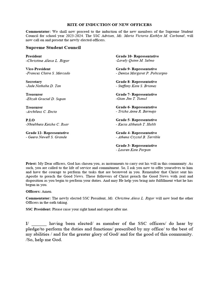 Rites of Induction 1 | PDF | Lord's Prayer | God The Father