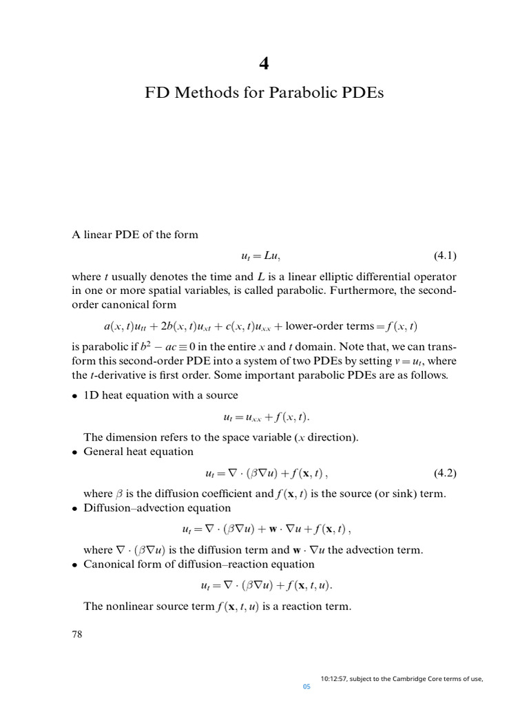Fd Methods For Parabolic Pdes 10 12 57 Subject To The Cambridge Core Terms Of Use Pdf