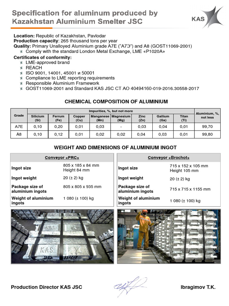 KAS Aluminium Specification Grade A7e and A8 | PDF | Aluminium ...